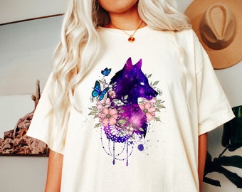 Galaxy Wolf Shirt - Etsy