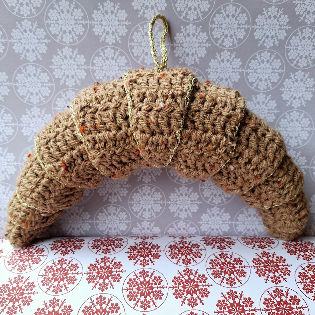 Tree Topper Giant Christmas Croissant Decoration Handmade Crochet Gold ...