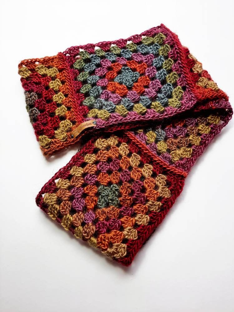 Granny Square Cowl, Crochet Boho Snood, Handmade Hippie Neckwarmer ...
