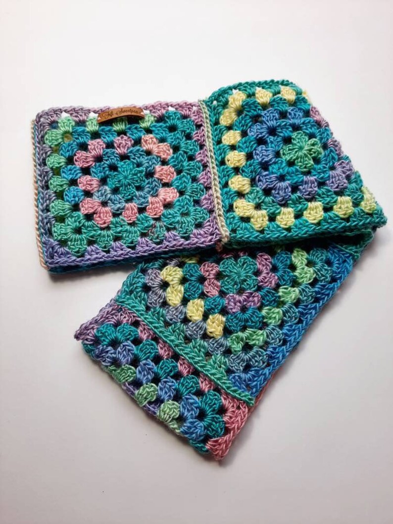 Granny Square Cowl Crochet Boho Snood Handmade Hippie Neckwarmer ...