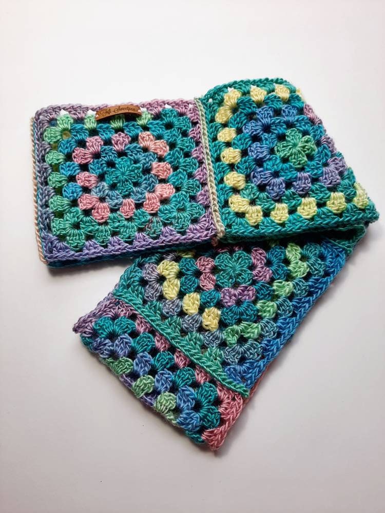 Granny Square Cowl Crochet Boho Snood Handmade Hippie Neckwarmer ...
