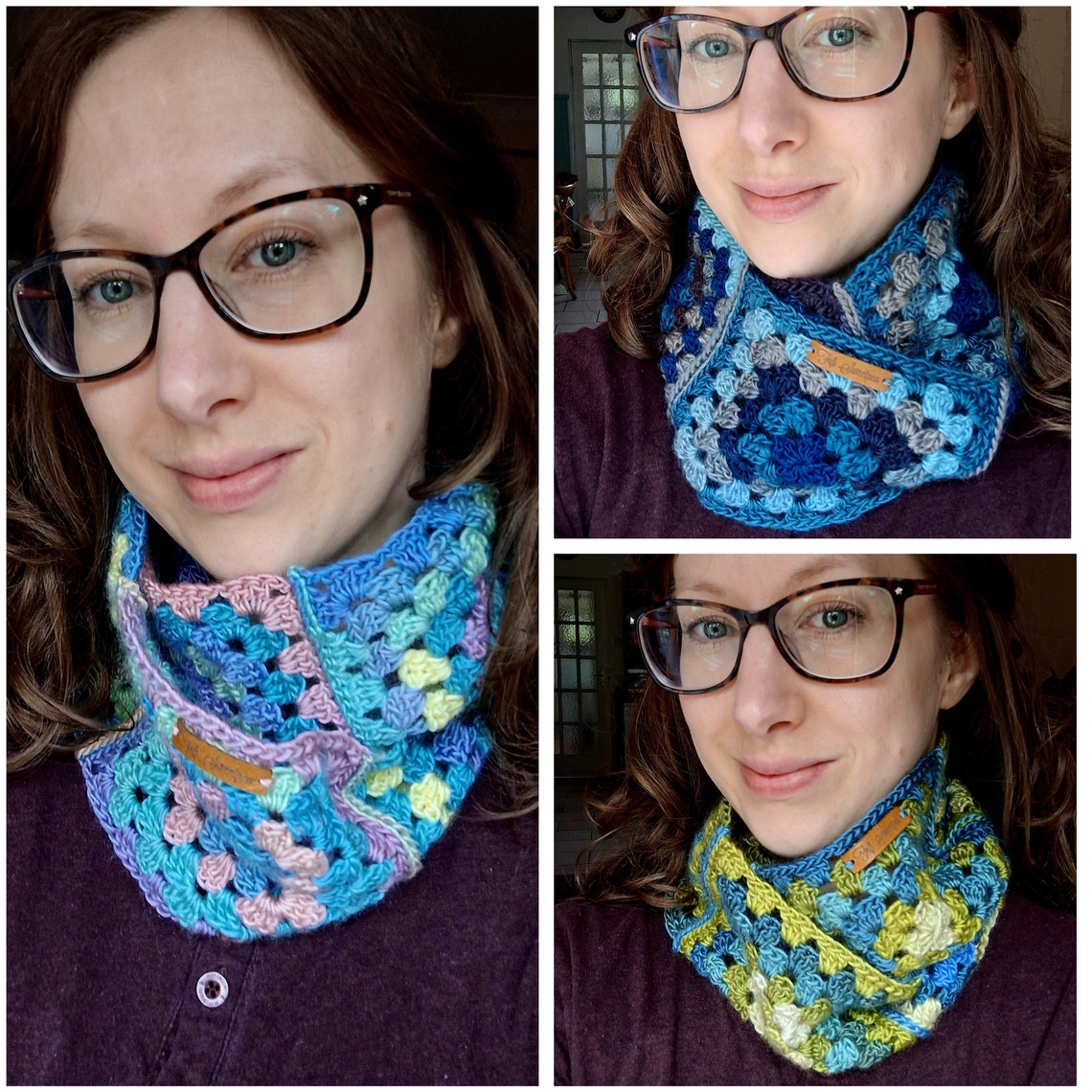 Granny Square Cowl Crochet Boho Snood Handmade Hippie - Etsy