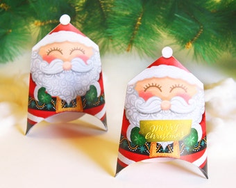 Santa Claus Christmas Pyramid Triangle Goody Treats Box - Etsy