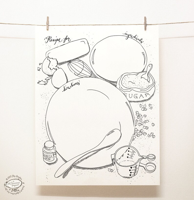 DOODLE Baking / Dessert Recipe Note Sheet / Planner / | Etsy