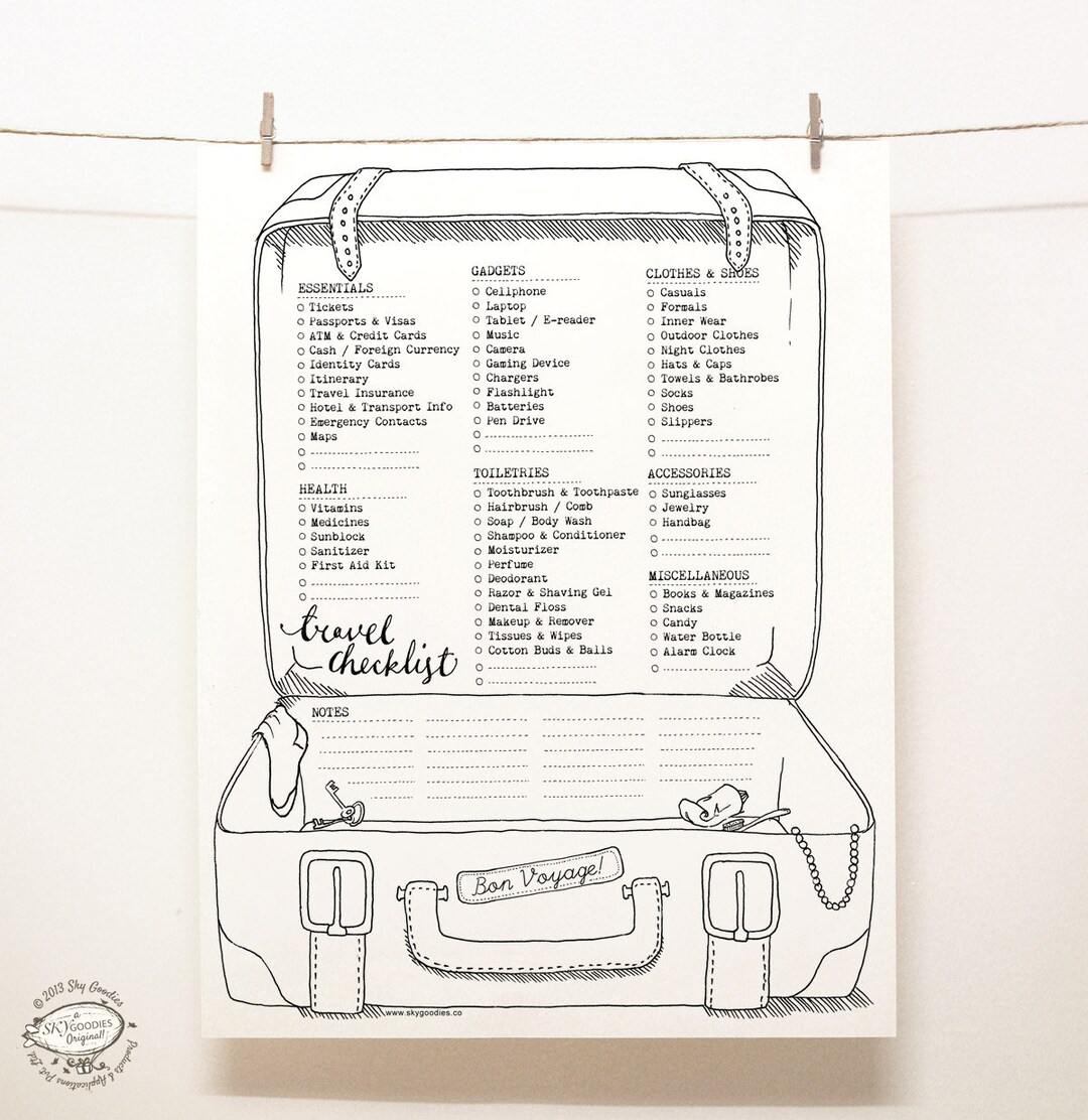 DOODLE Travel Checklist / Packing Planner / Organizer - Etsy Australia