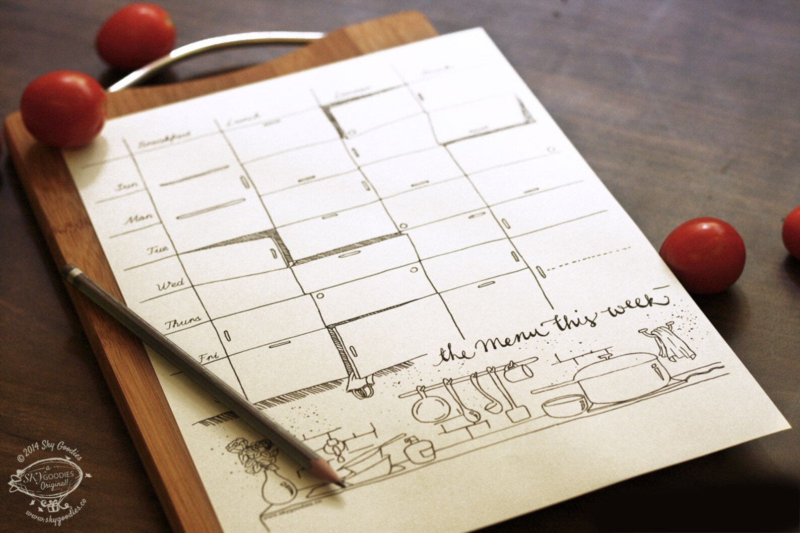 DOODLE Weekly Menu Planner / Kitchen Organizer Printable - Etsy