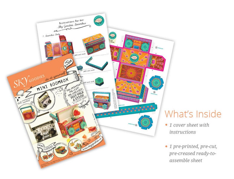 Printed Papercraft DIY Paper Toy / Favor Box Mini Boombox - Etsy