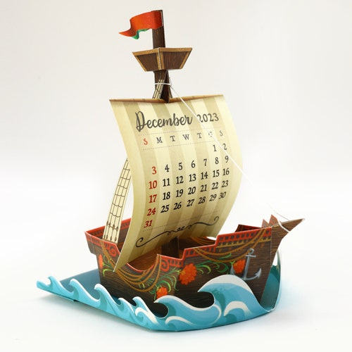 Printed Papercraft 2023 & 2024 DIY Paper Desk Calendar - Etsy UK