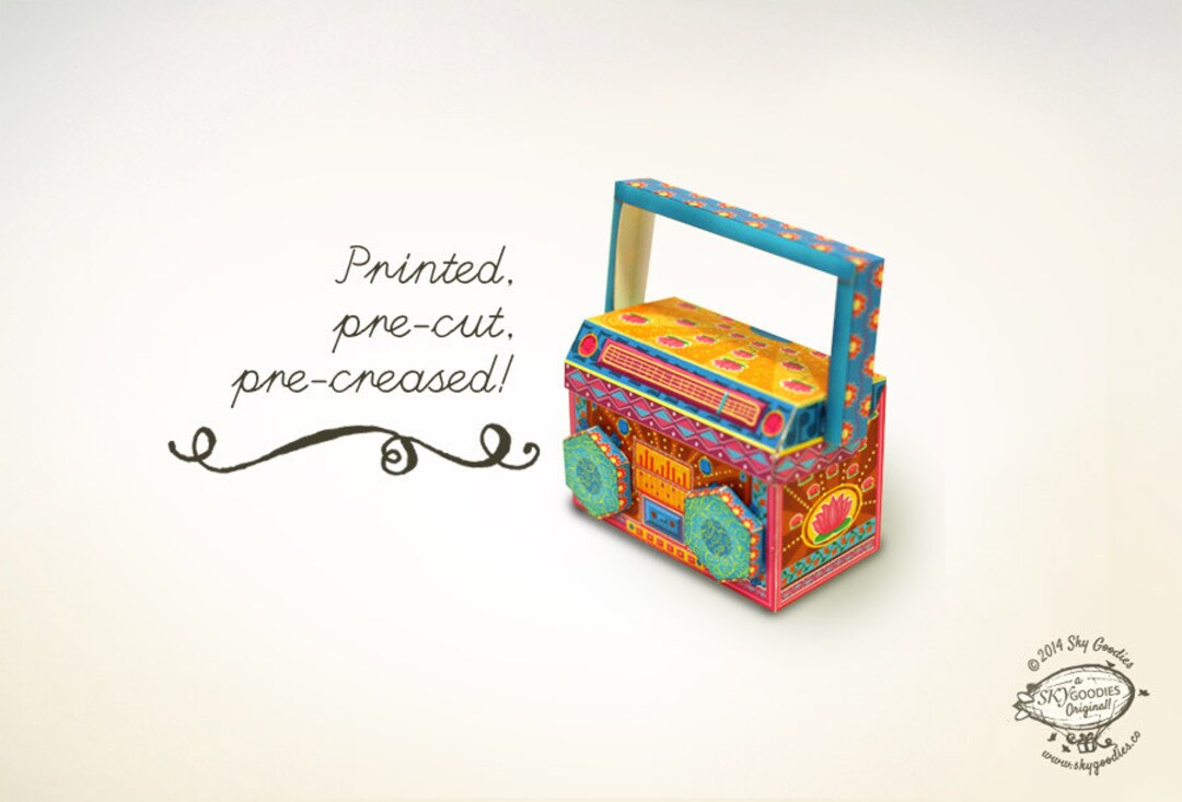 Printed Papercraft DIY Paper Toy / Favor Box Mini Boombox - Etsy