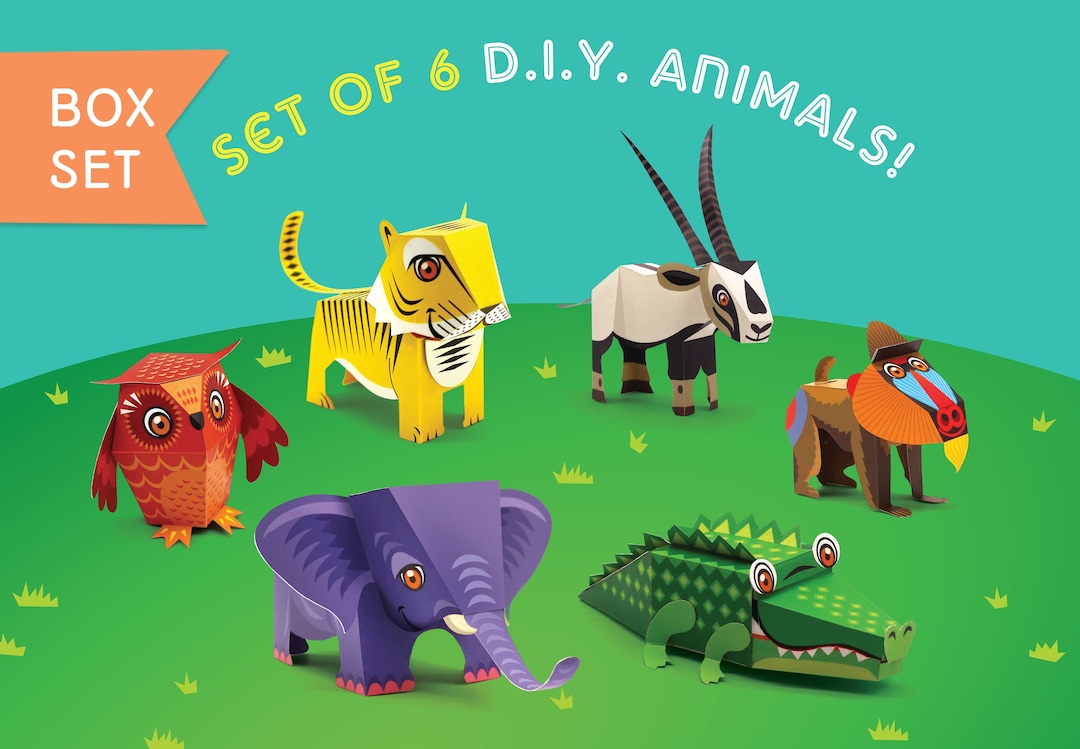 12 DIY Animals Paper Toy Combo Saver Craft Kit: Collectible Endangered ...