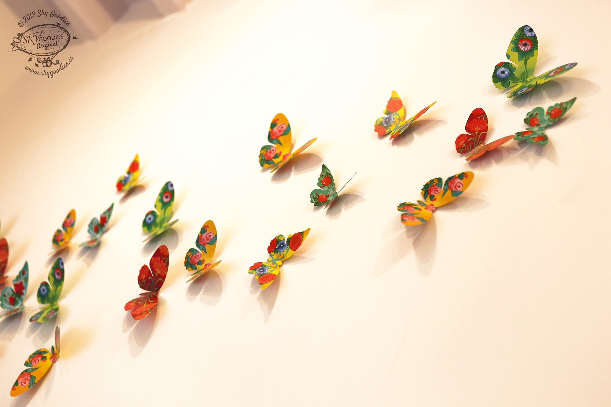 Printable Set of 12 Floral Paper Butterflies Home Decor | Etsy