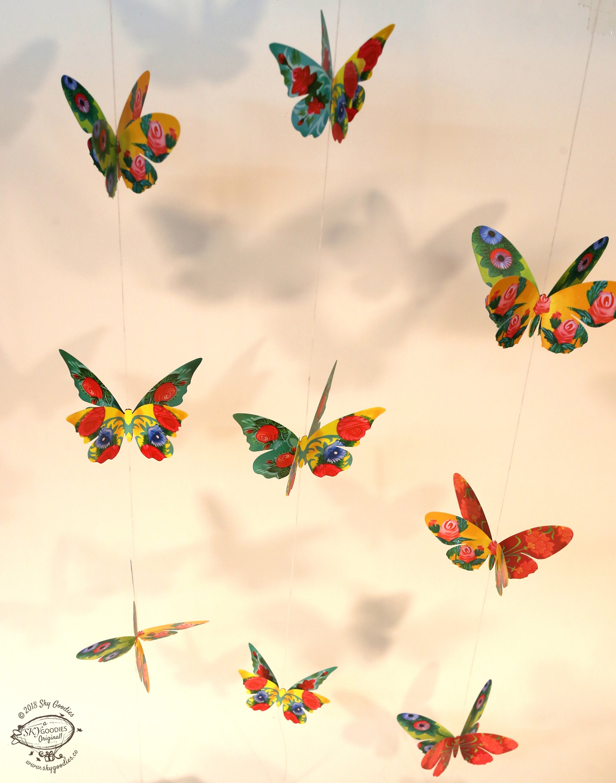 Printable Set of 12 Floral Paper Butterflies Home Decor | Etsy