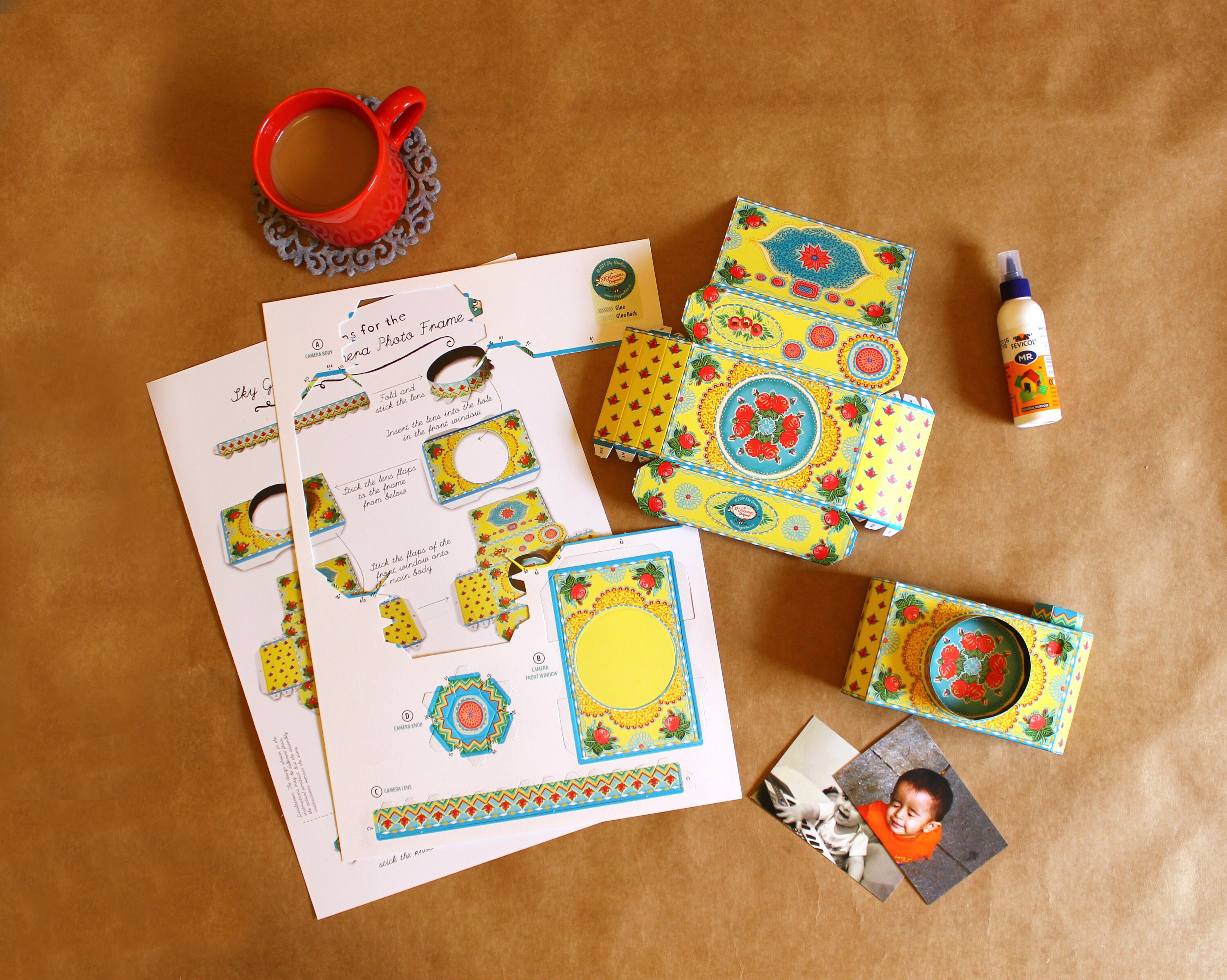 Printed Papercraft DIY Paper Camera Photo Frame Colorful - Etsy UK