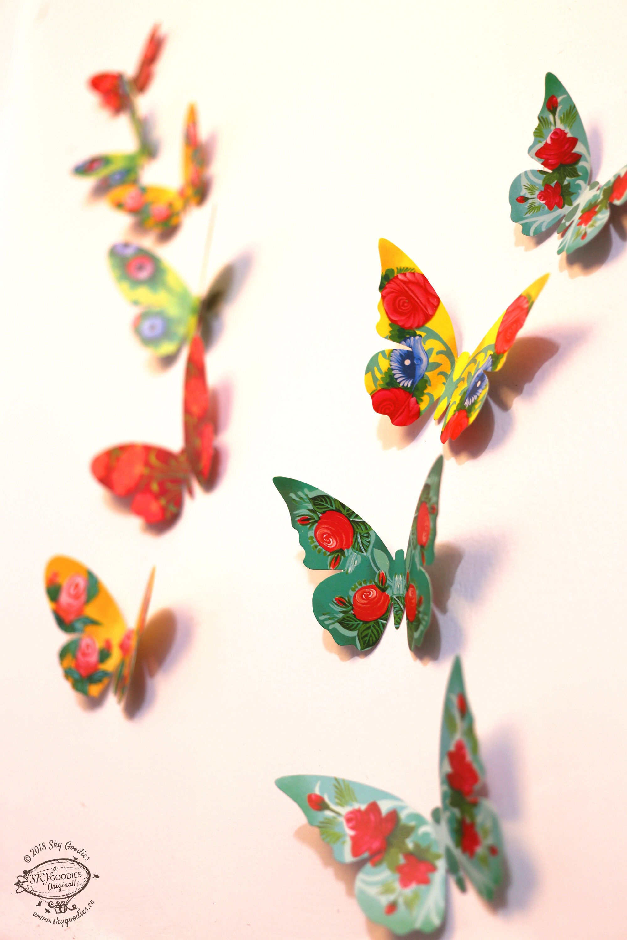 Printable Set of 12 Floral Paper Butterflies Home Decor | Etsy