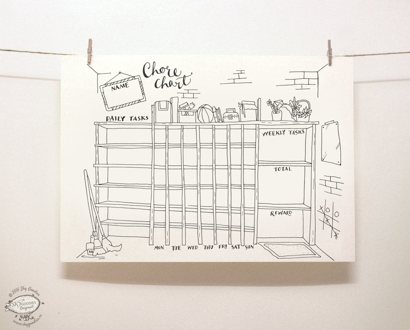 DOODLE Chore Chart / Organizer Kids Daily Tasks Jobs To-do - Etsy Israel