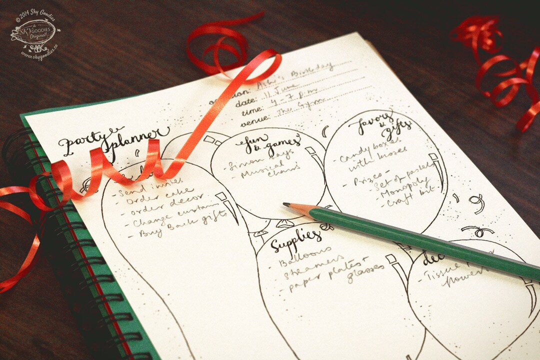 DOODLE Party Planner / Organizer Printable Digital Letter - Etsy