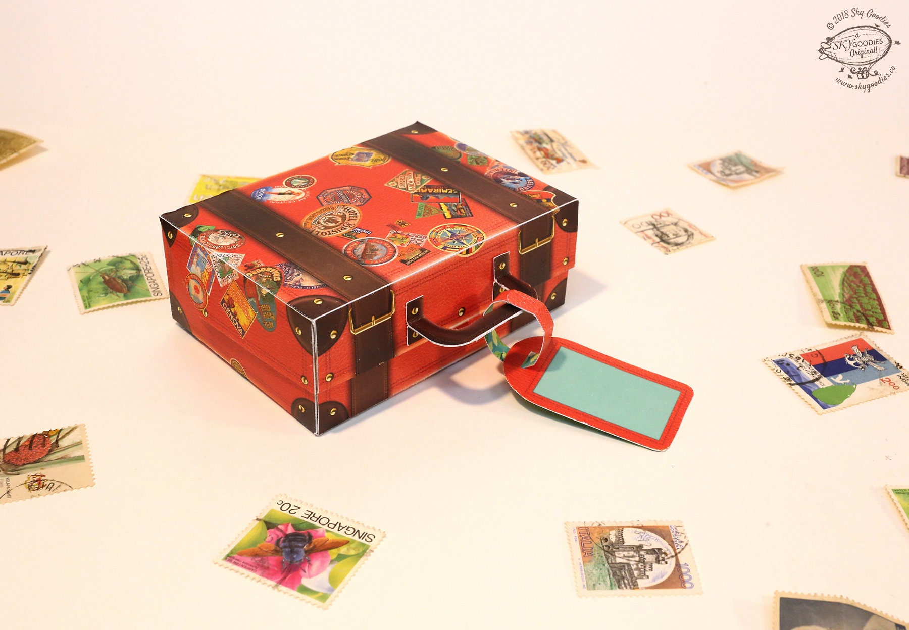 Printable DIY Travel Suitcase Paper Gift Box / Favor Box RED | Etsy