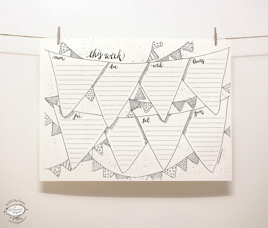 DOODLE Perpetual Weekly Planner: Party Theme / Organizer Printable ...
