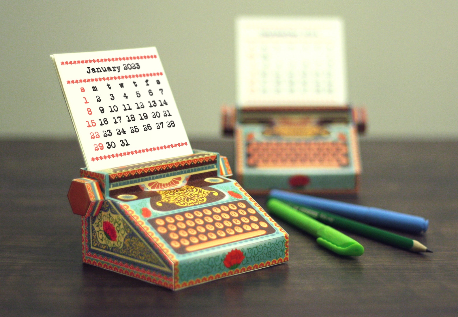 Printed Papercraft 2023 & 2024 DIY Paper Desk Calendar - Etsy UK