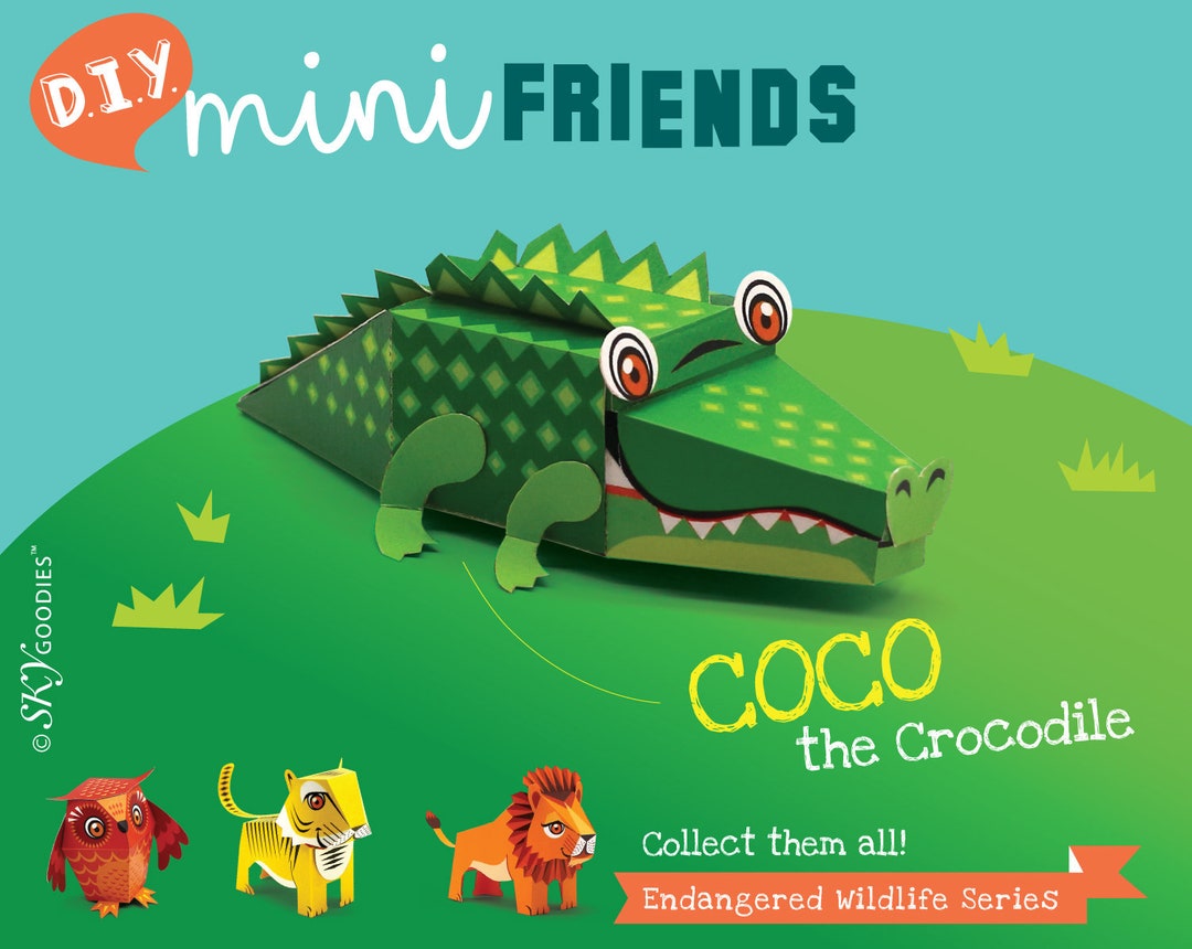 Printable DIY Mini Crocodile Paper Toy Educational Collectible - Etsy