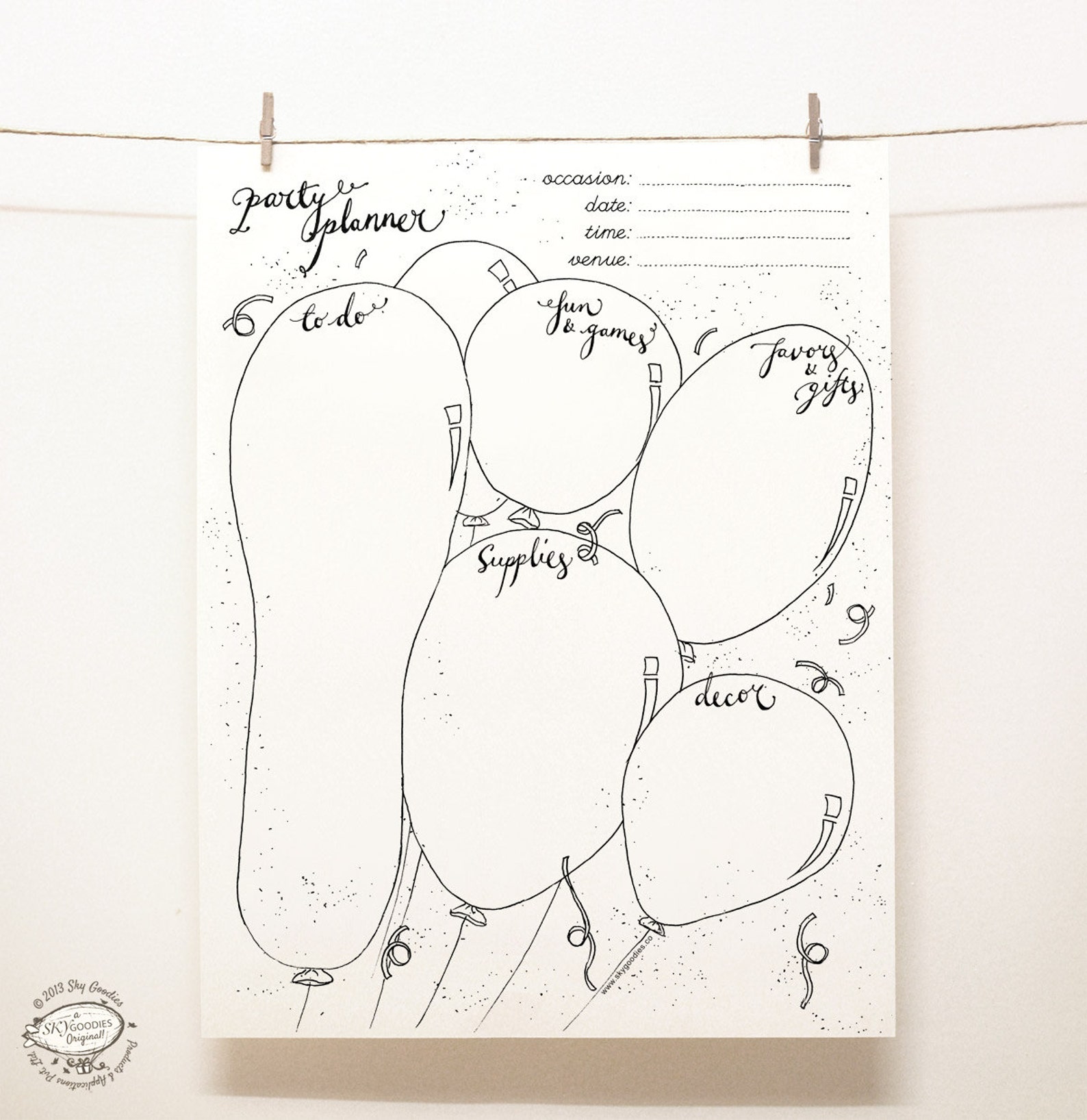 DOODLE Party Planner / Organizer Printable Digital Letter - Etsy