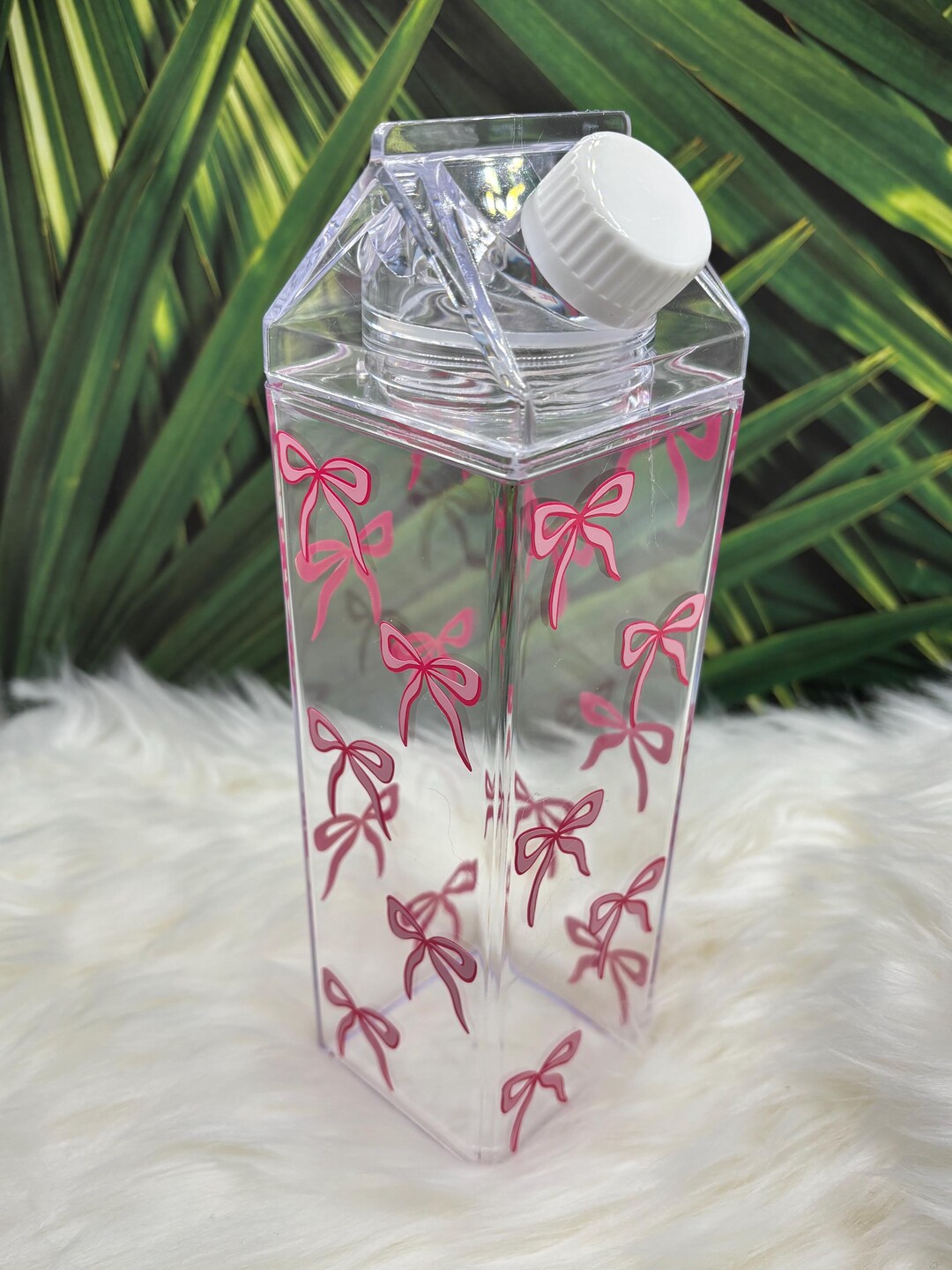 16 Oz. Milk Carton Water Bottle - Pink Bows - Etsy