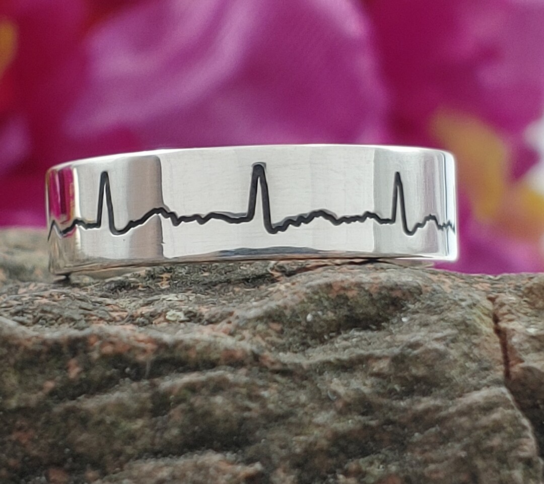Heartbeat Ring - Heartbeat Band - Memorial Jewelry / Keepsake / Heart ...