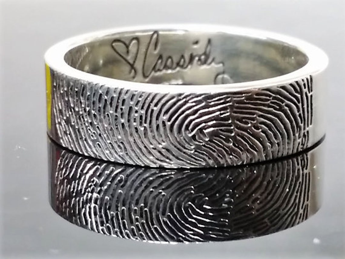 Fingerprint Rings Matching Wedding Set Wedding Rings / | Etsy