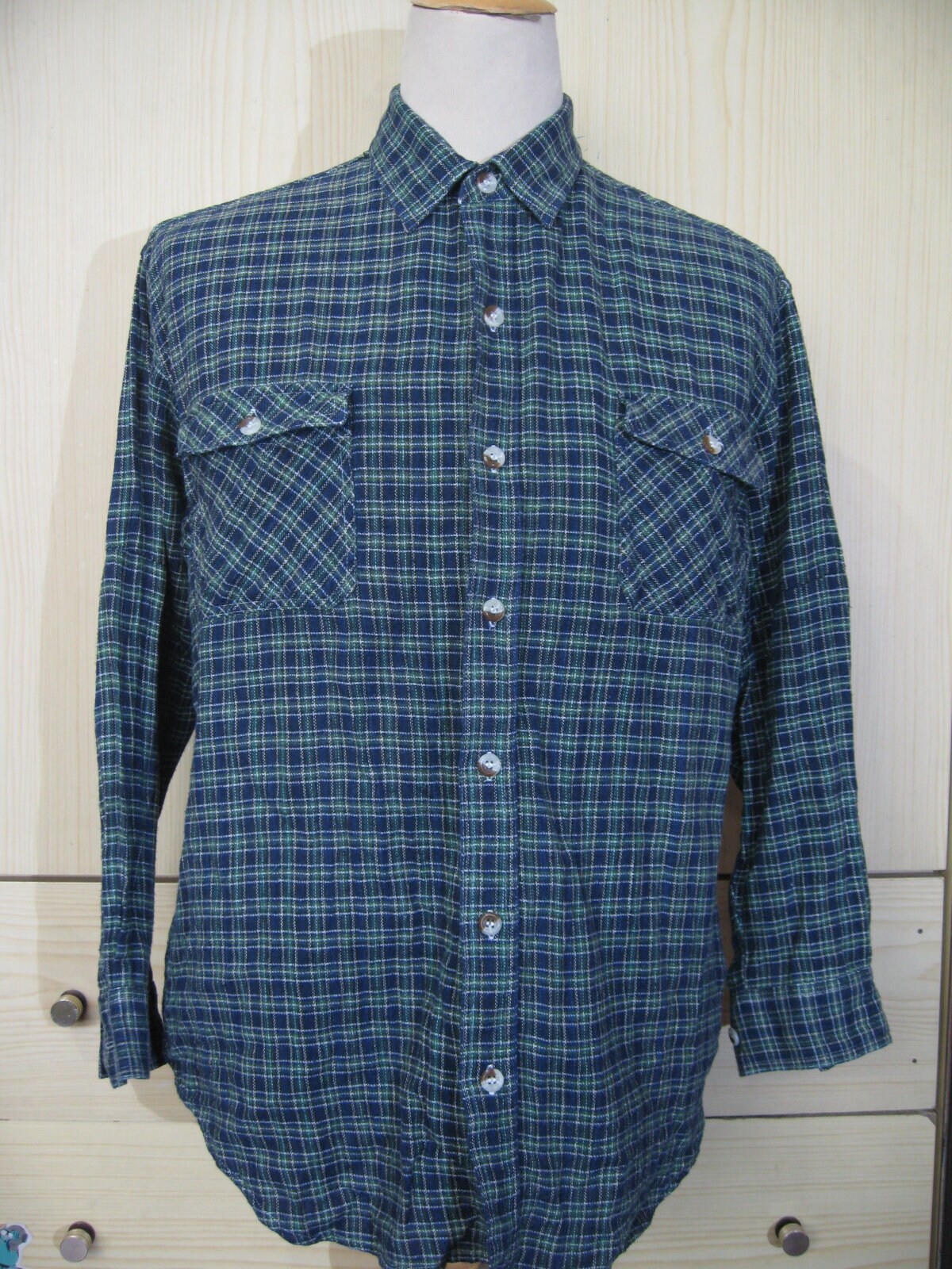 Vintage Japanese Flannel Long Sleeved Shirt Japan Casual Pocket Checked ...