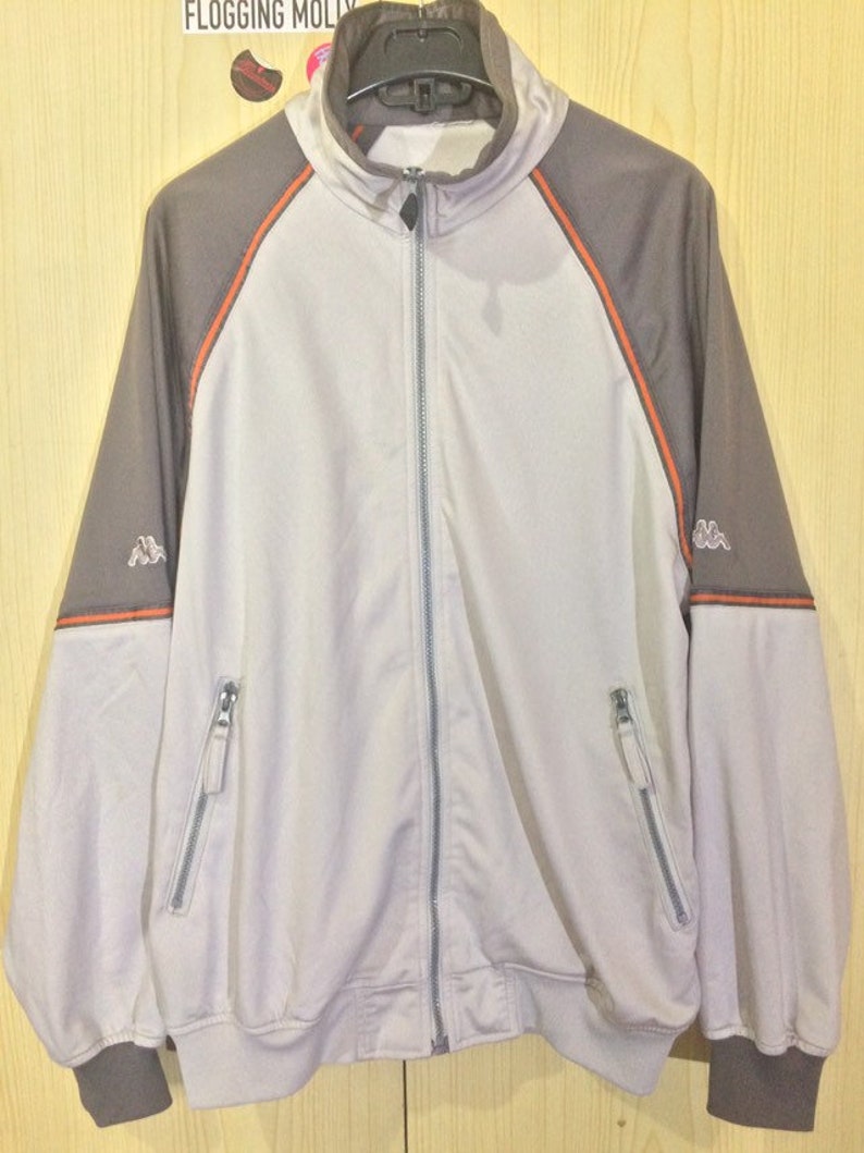 M Vintage Kappa Grey Retro Hooded Hoodie Tracksuit Top Track Jacket ...