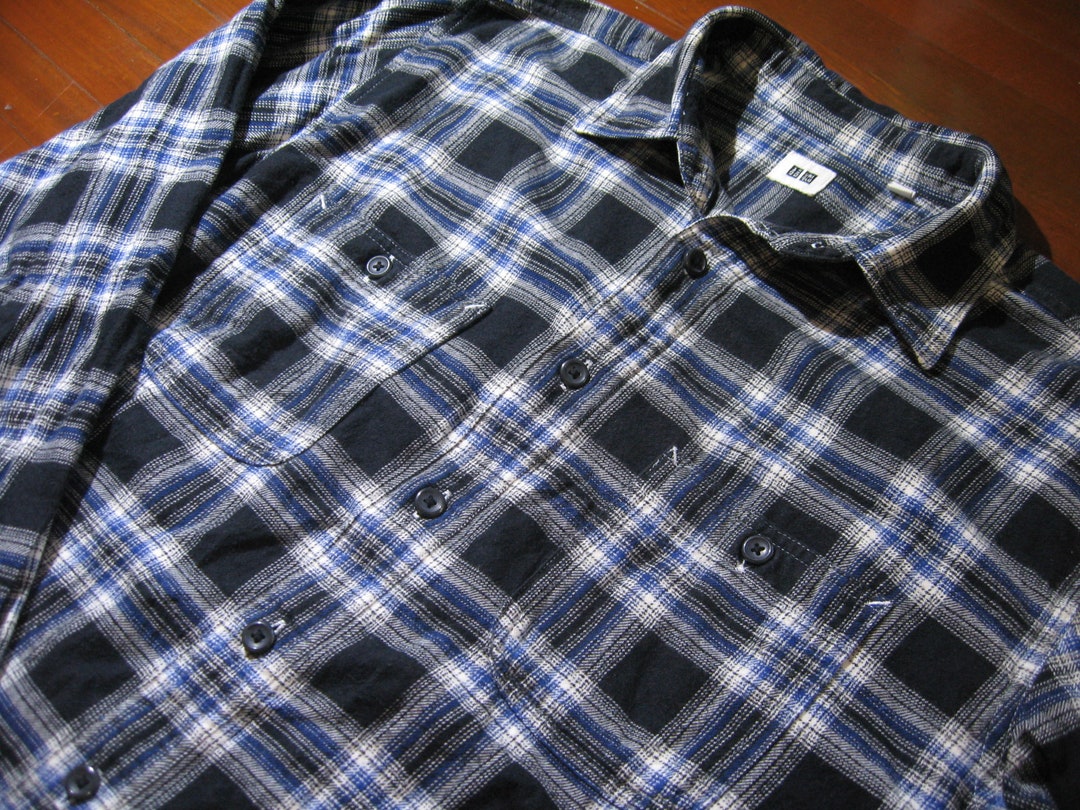 Vintage Japanese Flannel Long Sleeved Shirt Japan Casual Pocket Checked ...