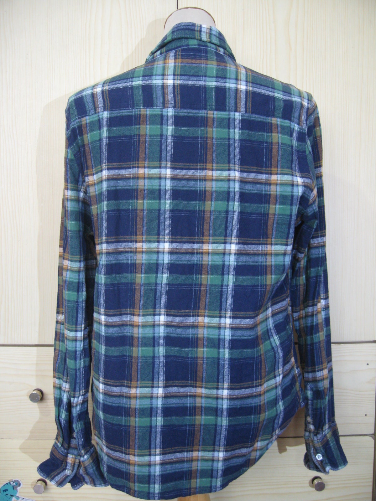 Vintage Japanese Flannel Long Sleeved Shirt Japan Casual Pocket Checked ...