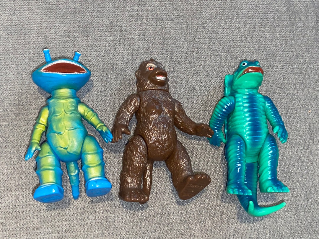 Vintage Set of 3 Bullmark Small Soft Vinyl Toy Sofubi Hand Painted Handmade Sofubi Japan Sofvi ...