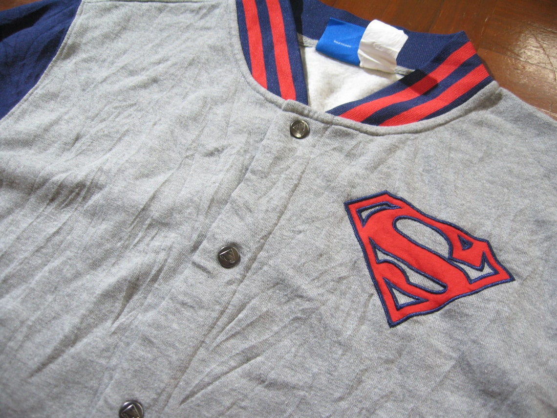 Vintage Authentic Superman Dc Comic Varsity Jacket Tracksuit Top Warm ...