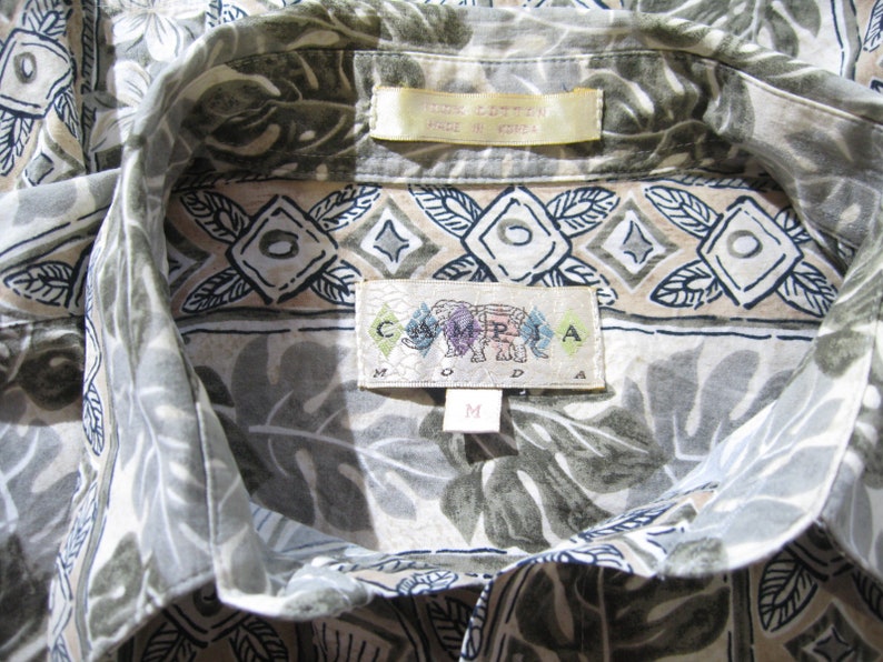 M Cotton 1990s Vintage Campia Moda Hawaiian Shirt Blue Floral - Etsy