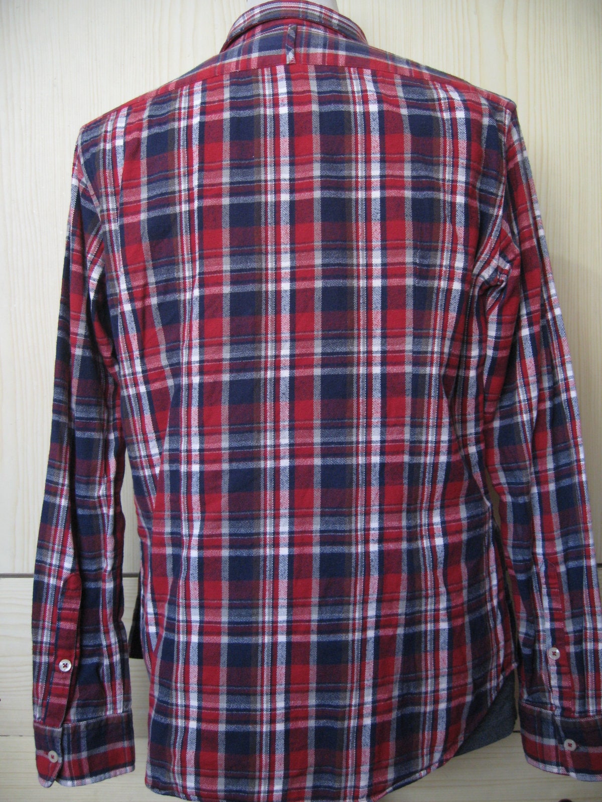 Size M Vintage Checkered Red Flannel Thick Cotton Plaid Shirt Western ...