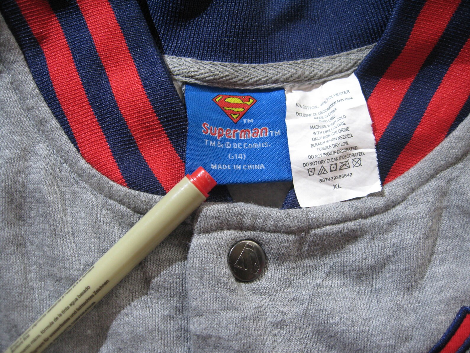 Vintage Authentic Superman Dc Comic Varsity Jacket Tracksuit Top Warm ...