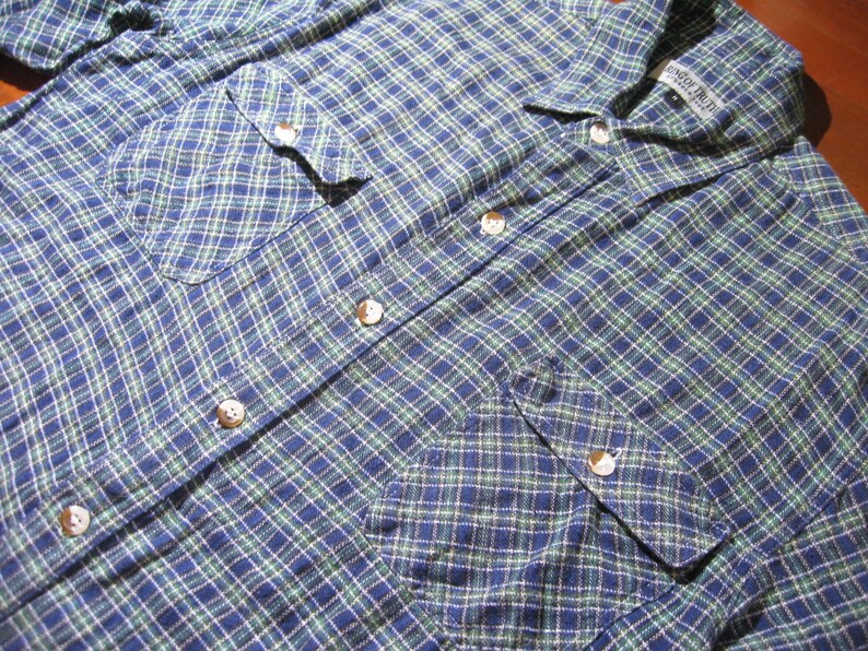 Vintage Japanese Flannel Long Sleeved Shirt Japan Casual Pocket Checked ...