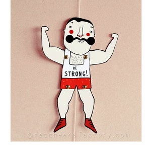 DIY Muscle Man Paper Doll DIY Postcard Paper Puppet Strong Man ...