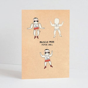 DIY Muscle Man Paper Doll DIY Postcard Paper Puppet Strong Man ...