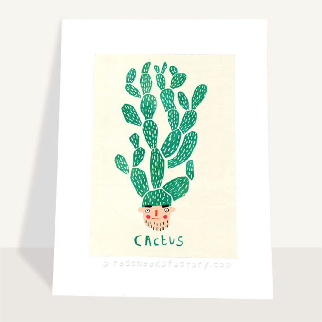 Mini Poster 'cactus' A4 Poster Cactus Illustration - Etsy
