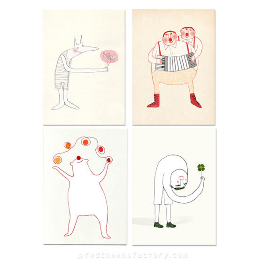 Set of 11 Whimsical Postcards Party Greeting Cards Happy - Etsy