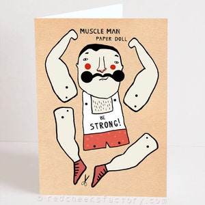 DIY Muscle Man Paper Doll DIY Postcard Paper Puppet Strong Man ...
