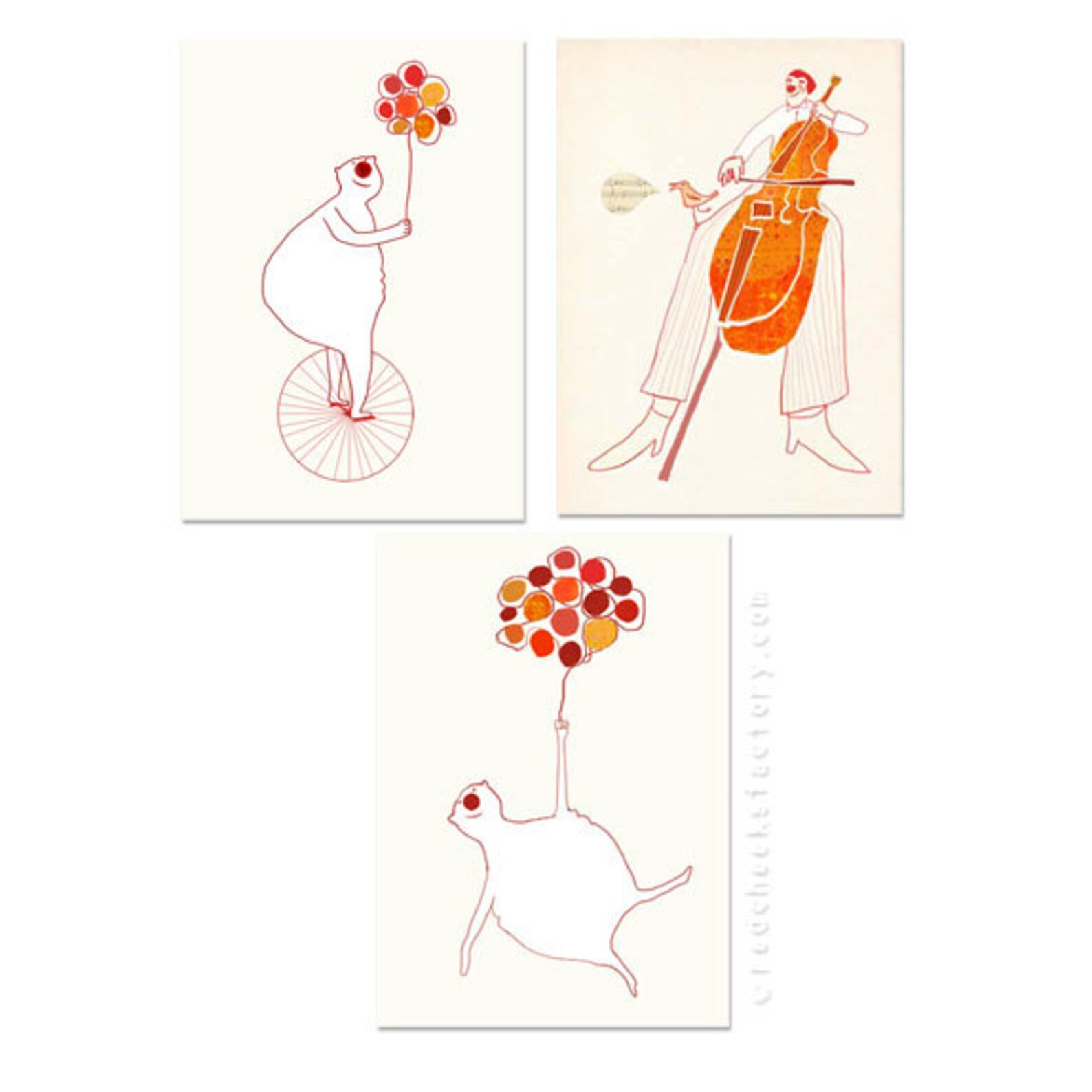 Set of 11 Whimsical Postcards Party Greeting Cards Happy - Etsy