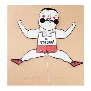 DIY Muscle Man Paper Doll DIY Postcard Paper Puppet Strong Man ...