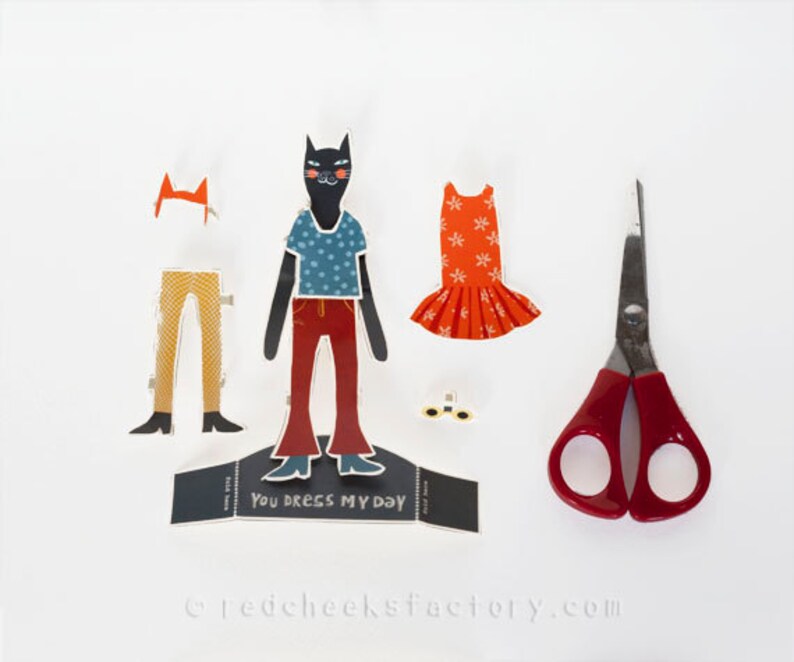 DIY Cut Out and Dress Paper Cat Mathilde Paper Doll Cat - Etsy