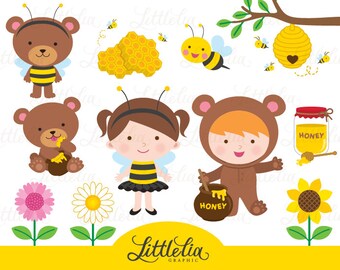Honey Bears Clipart / Honey Jar / Honey Pot / Bee Hive | Etsy
