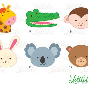 Jungle Animal Head Clipart - Jungle Animal Clipart - Animal Head ...