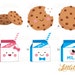 Milk and Cookies Clipart - Kawaii Food Clipart - 16033 - Etsy