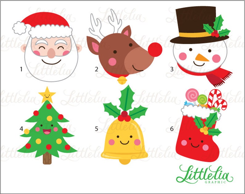 Christmas Faces Clipart Christmas Santa Clipart 15072 | Etsy